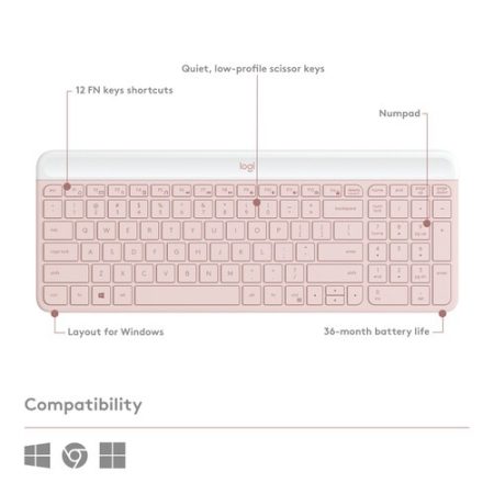 Buy Logitech MK470 Slim Wireless Keyboard and Mouse Combo (Pink ...